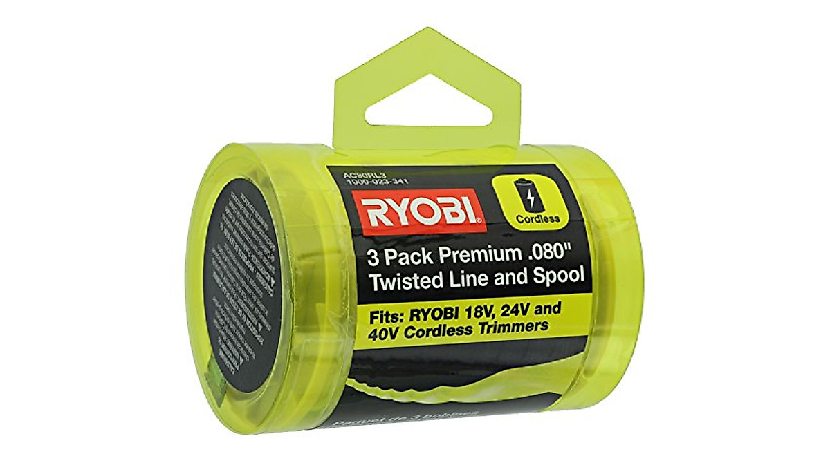 Ryobi 3-Pack .080 Inch Twisted Trimmer Line - Compatible with Ryobi ...