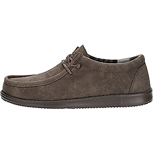 WHITIN Men's Slip on Loafers Suede Recycled Leather Boat Shoes Casual Deck Sneakers Size 13 Lightweight Winter Warm MOC Toe Walking Dark Brown 47