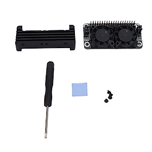 Aluminium Alloy Case Kit for Raspberry Pi Zero 2 W, Dual Fans, Radiator Shell with Heatsink and RGB LED Light