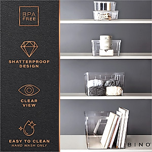 BINO | Plastic Bins, Large - 2 Pack | THE LUCID COLLECTION | Multi-Use| Built-In Handles | BPA-Free | Clear Storage Containers | Fridge Organizer | Pantry & Home Organization