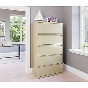 Lorell 5-Drawer Lateral File, 36 by 18-5/8 by 67-11/16-Inch, Putty