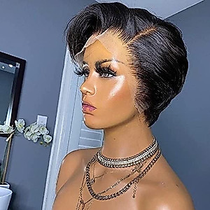 west kiss Pixie Cut Wig Short Lace Front Wigs for Black Women 13x4 Lace Front Wigs human hair 180 density Pre Plucked With Baby Hair Natural Hairline 8 inch