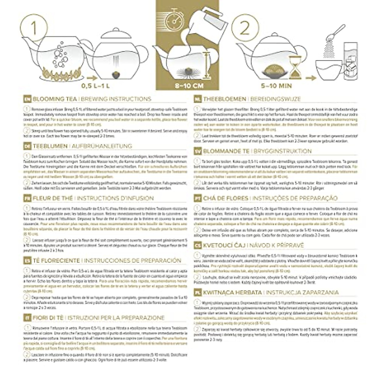 Teabloom Complete Tea Set – Teapot (40 OZ), Loose Tea Infuser, 4 Insulated Glass Teacups, Tea Warmer, and 12 Flowering Teas – Elegant Blooming Tea Gift Set