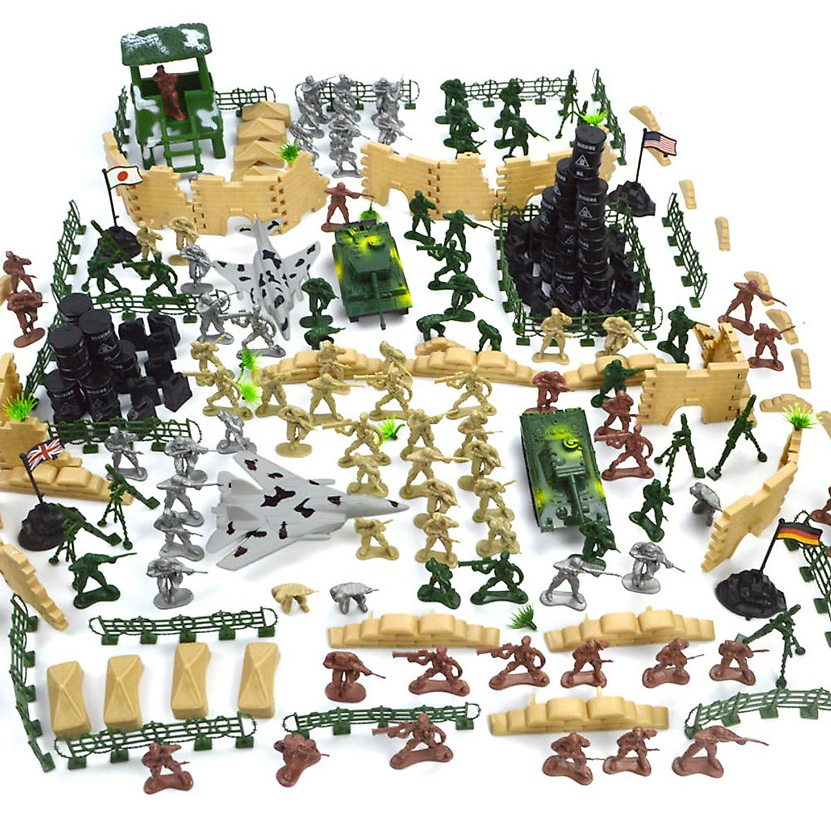 3 otters 250PCS Army Men Military Set, Military Figures and Accessories with Hand Bag World War II Army Men Toys for Boys