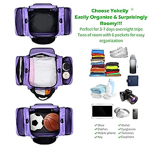 YoKelly Sports Duffel Bag 20 inch for Travel Gym - Purple
