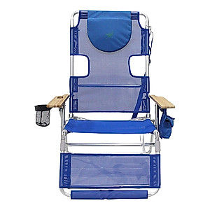 Ostrich Altitude 3-N-1 Lightweight Lawn Beach Reclining Lounge Chair with Footrest, Outdoor Furniture for Patio, Balcony, Backyard, or Porch, Blue