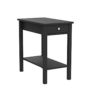 Furinno Classic Rectangular Side Table with Drawer, Set of 2, Americano