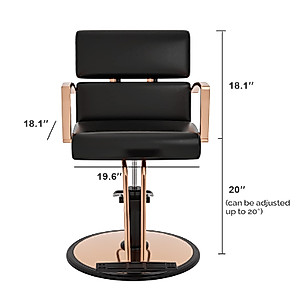 OmySalon Salon Chair for Hair Stylist Heavy Duty, Barber Chair 360 Degree Swivel, Hydraulic Styling Chair Black & Rose Gold, Beauty Spa Hairdressing Tattoo Equipment