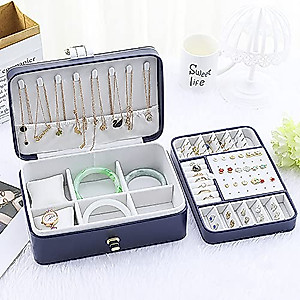 Jewelry Box Organizer, Two Layer Large Jewelry Storage Case, Pu Leather Jewelry Box for Women and Girls to Store Rings, Earrings, Necklaces, Bracelets and Watches