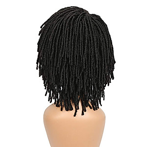 HANNE Short Dreadlock Wigs for Black Women and Men Afro Crochet Twist Braided Faux Locs Wig for African Americans Curly Braiding Full Wigs (Black Wig)