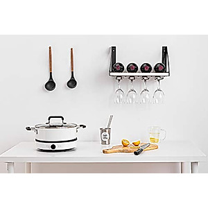 Rustic Wood Wine Rack Wall Mounted 15 Inch Wine Storage Holder Racks, Stemware Racks for Bar, Kitchen Dining