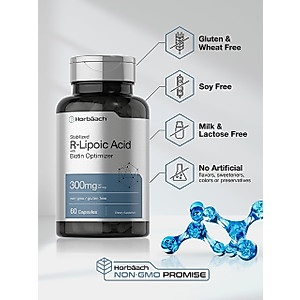 Horbäach Stabilized R-Lipoic Acid 300mg | 60 Capsules | with Biotin Optimizer | Non-GMO, Gluten Free | Na-RALA Supplement