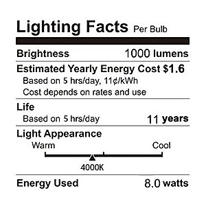 RAYHOO Candelabra LED Bulbs Incandescent 80-100W Bulb Equivalent, Standard Medium E12 Base,1000Lumens Non-Dimmable,4 Pack(Nature White 4000K)