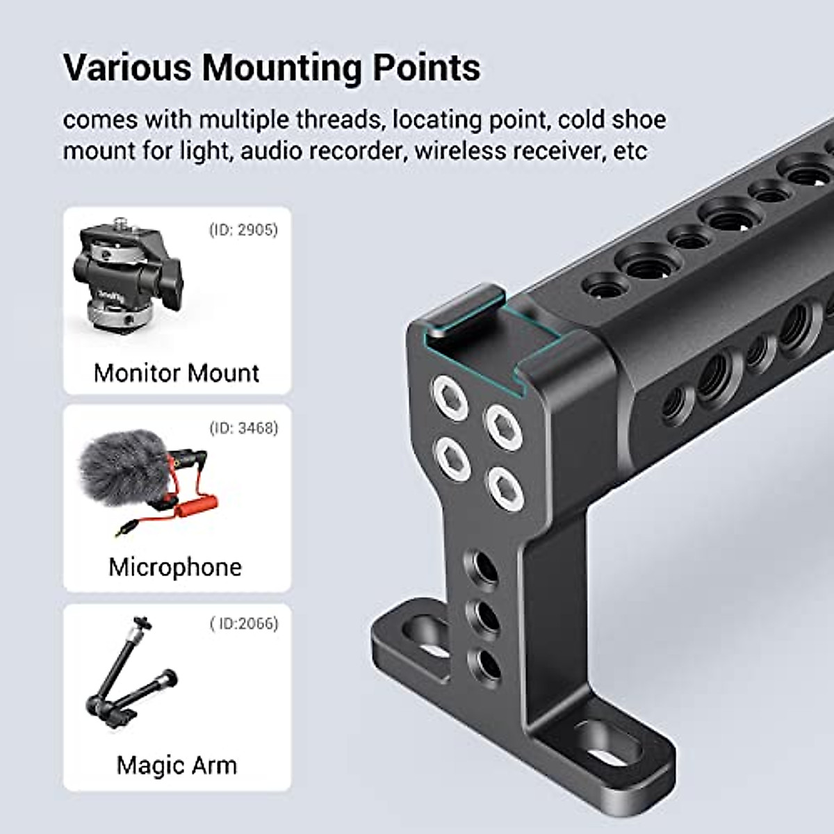 SmallRig Camera Top Handle Grip, DSLR Cage Handle with Cold Shoe Mount for Camera Rig - 1638