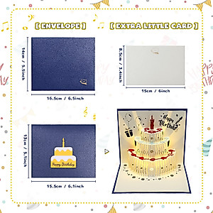 Musical Birthday Card with Sound, Music and Light 3D Happy Birthday Pop Up Cards for Men, Women, Kids