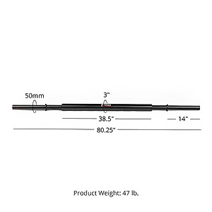Titan Fitness Round Grip String Bar, Fat Grip 3" Strength Training, 47 LB Bar, Fits Olympic Sized Weight Plates, Perform Pulls, Deadlifts, Thick Bar Training and Muscle Endurance