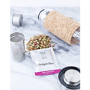 The Tea Spot, Urban Tea Tumbler, Borosilicate Glass Tea Bottle with Stainless Steel Tea Infuser, insulated Natural Cork Sleeve, 16 oz