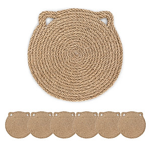Boho Coasters for Drinks Absorbent, Set of 6 Jute Coasters for Coffee Table Dinning Table, Funny Cat Coasters 4.7 inch, Unique Farmhouse Coasters for Home Decor (4.7 inch)
