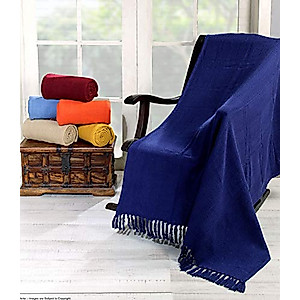 Cotton Hand Woven Soft Cozy Warm Throw Blankets Set of 2 50x60 Inches All Season Light Weight Couch Chair Bed Decorative Herringbone Weave (Burgundy)