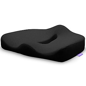 FORARI® Patented Seat Cushion for Desk Chair - Firm & Thick, Best for Back & Hip Pain Relief, Comfort for Long Sitting, with Never-Flat Gel Insert - Coccyx, Sciatica, Tailbone (Black)