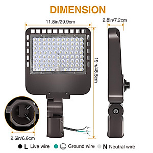 LED Parking Lot Light 200W, 170LM/W IP67 Waterproof Efficient Dusk to Dawn Outdoor Street Flood Lighting, 34000LM Shoebox Area Fixture for Commercial, Slipfitter Mount, 5000K, 120-277Vac, ETL Listed