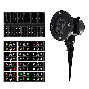LINNNZI Projector Lights, Colorful LED Christmas Snowflake Projectors with 12 Slides, Waterproof Indoor Outdoor Night Lights for Christmas Theme Party Holiday Garden Landscape Decorations