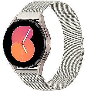 Amzpas Bands for Samsung Galaxy Watch 6 Band 40mm 44mm, Samsung Galaxy Watch 6 Classic Band 43mm 47mm, 20mm Stainless Steel Metal Replacement Strap for Galaxy Watch 6 Bands for Women Men (20mm,