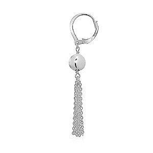 Hoops & Loops 925 Sterling Silver Dangling Bead Tassel 57mm Long Drop Leverback Earrings for Women Teen Girls