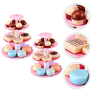 ibasenice 4 Sets Cake Toy Dessert Tower Toy Simulation Playset Children’s Toys Childrens Toys Afternoon Tea Toy Toys for Kids Cake Tower Toy Kit Dessert Playset Taste Toy Set Suite