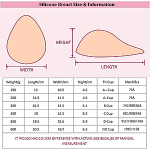 YOPADO Silicone Breast Form Waterdrop 1 Piece, Without Nipple Prosthetic Enlargement Bra Enhancer Inserts Pads Fake Boobs for Crossdresser Mastectomy Prosthesis Cosplay(150g/Piece, Nude)