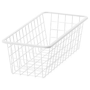 Home Stuff Wire basket, Storage and Organisation, Storage solution systems, White wire container, Home organization, white (25x51x15)