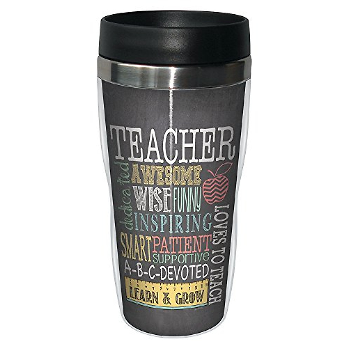 Tree-Free Greetings Jo Moulton Awesome Teacher Travel Mug, Stainless Lined Coffee Tumbler, 16-Ounce - Gift for Teacher Appreciation Week