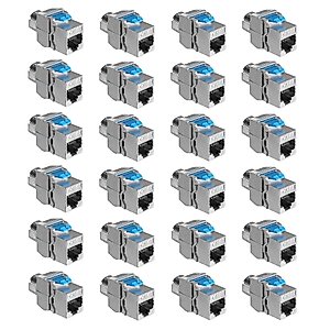 kwmobile Keystone Module Jacks - 24 Piece CAT-8 Shielded Keystone Jack RJ45 Cat 8 Ethernet Module 40 Gbit with Shielded Metal Housing