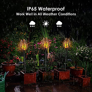 TomCare Solar Lights Outdoor Flickering Flame Solar Garden Lights Metal Flower Lights with Stake Solar Powered Decorative Solar Pathway Lights Waterproof Garden Decor for Outside Yard Patio, 2 Pack