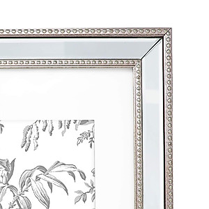 Laura Ashley 11x14 (Matted 8x10) Champagne Mirror Bead Picture Frame, Classic Mirrored Frame with Beaded Border, Wall-Mountable, Made for Photo Gallery and Wall Art, (11x14 (Matted 8x10), Champagne)