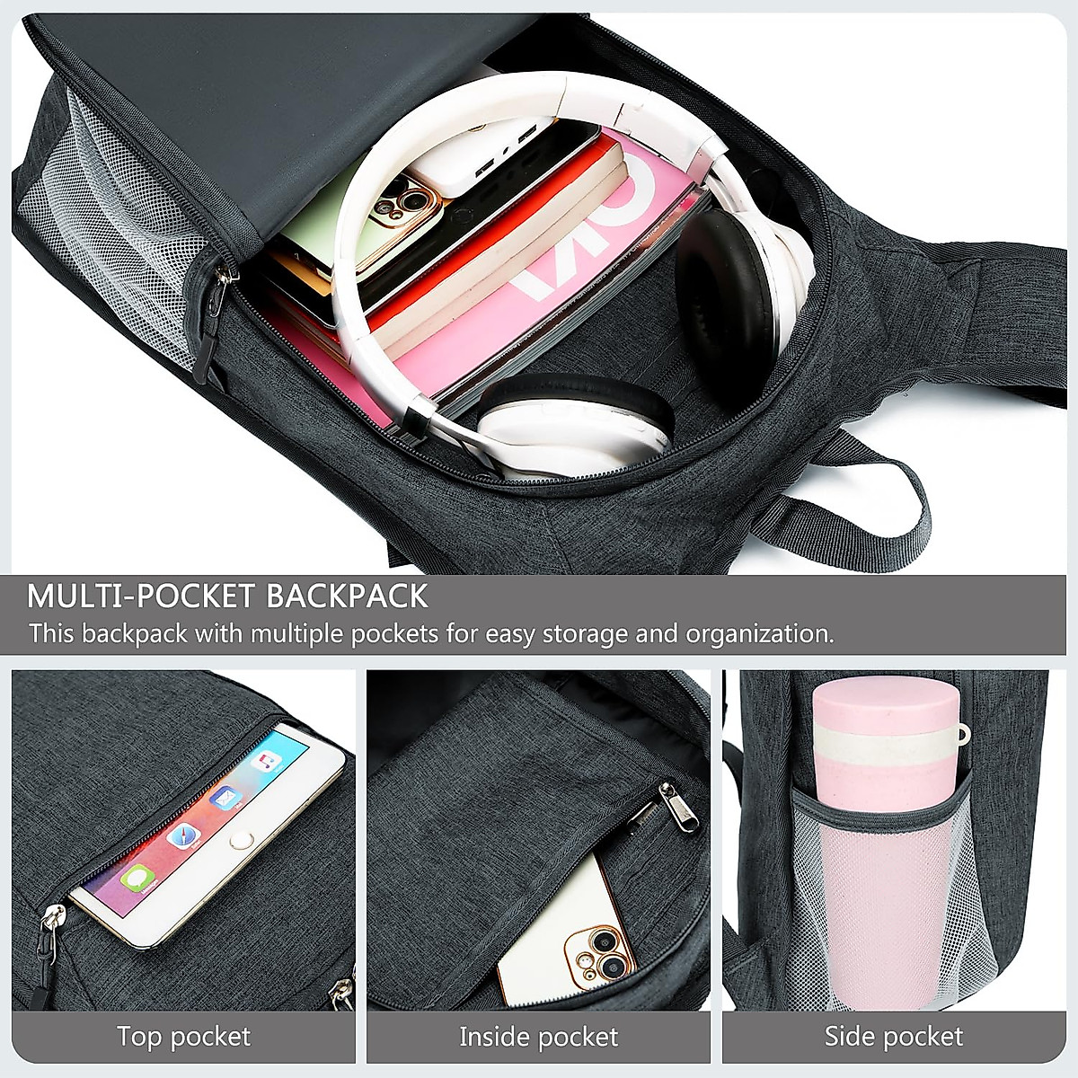 Esup 15L Lightweight Hiking Backpack Foldable Small Travel Backpack Packable Camping Backpack for Women Men (Dark Gray)