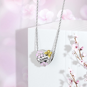 925 Sterling Silver Nana Charms for Pandora Charms Bracelet Grandma Heart Charm I Love You Moon and Back with Butterfly and Flower