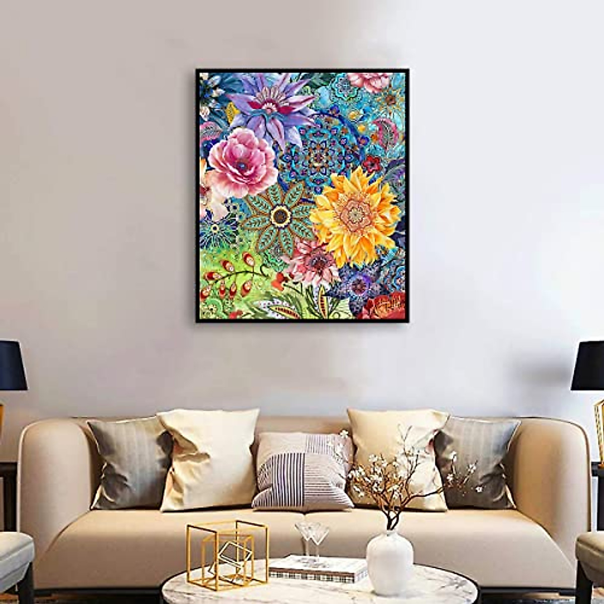 LWZAYS Flower Paint by Numbers, Paint by Numbers for Adults Kids Beginner, Adult Paint by Number DIY Without Frame Oil Painting 12X16 Inch