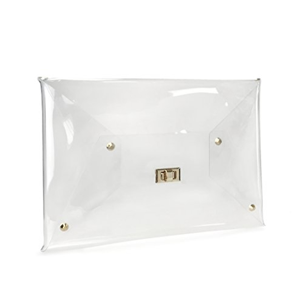 HOXIS Large Size PVC Clear Envelope Clutch Gold Chain Crossbody Bag Women's Purse (Clear)
