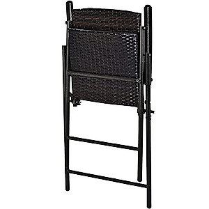 GLANZEND 5-Piece Outdoor Patio Conversation Dining Set with Umbrella Hole Including 4 PE Wicker Arm Chairs and Squre Glass-Table for Garden, Poolside, Backyard, Lawn, Brown