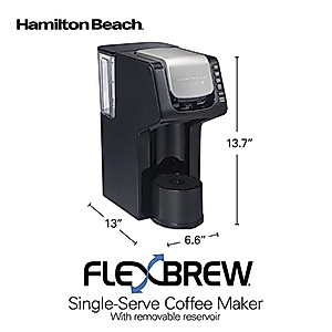 Hamilton Beach Gen 4 FlexBrew Single-Serve Coffee Maker with Removable Reservoir, Compatible with Pod Packs and Grounds, 50 oz, 4 Fast Brewing Options, Black