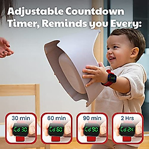 Potty Training Watch for Kids V2 – A Water Resistant Potty Reminder Device for Boys & Girls to Train Your Toddler with Fun/Musical & Vibration Interval Reminders with Potty Training eBook (Red)