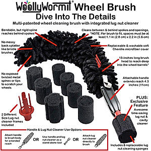 WOOLLYWORMIT Wheel Brush Car Detailing Kit - Lug Nuts & Wheel Cleaner Car Wash Kit - Car Cleaning Kit - Car Cleaning Supplies - Car Wash Brush Set