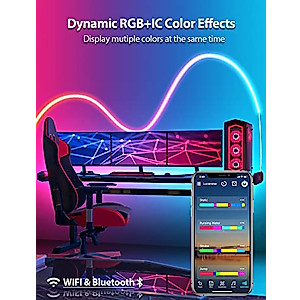 Lucienstar Neon Rope Lights, 10ft/3m RGB+IC Neon Light with Music Sync Smart App, 16 Million DIY Colors, Works with Alexa, Google Assistant, LED Strip Lights for Bedroom, Living Room, Gaming Room