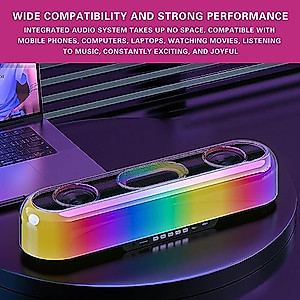 Bluetooth Speaker with RGB Light- Portable Wireless Speaker, Upgrade 52mm Dual Speakers Unit, Multimedia Antimagnetic Speaker, for Computer Home Gaming Party Outdoor Beach Birthday Gift