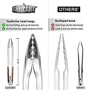 GRILLART BBQ Tools Grill Tools Set - 18Inch Grilling Tools BBQ Set - Grill Accessories w/ BBQ Tongs, Spatula, Fork, Brush - Stainless Grill Kit Grilling Set - Gift Ideas BBQ Accessories, Gifts for Men