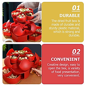 Homoyoyo Rotating Candy Box Heart Shape Snack Storage Tray 10 Compartments Party Serving Platter Candy Nut Dish Dried Fruit Plate Food Storage Organizer for Home Red