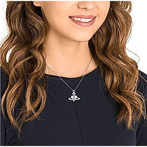 Punk Heart Y2K Saturn Necklace - 5 Colors Available Fashion Baroque Rhinestone Love Heart Saturn Planet Pendant Necklace Jewelry (White necklace)