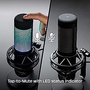 HyperX QuadCast S RGB USB Condenser Microphone for PC, PS4 and Mac, Anti-Vibration Shock Mount, Four Polar Patterns, Pop Filter, Gain Control, Gaming, Streaming, Podcasts (Renewed)