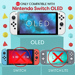 TALK WORKS Tempered Glass for Nintendo Switch OLED 2021 - Scratch- & Crack-Resistant Screen Protector, Easy-Install, Protective Ultra-Thin HD Touch Screen Cover Film Back (2 Pack)